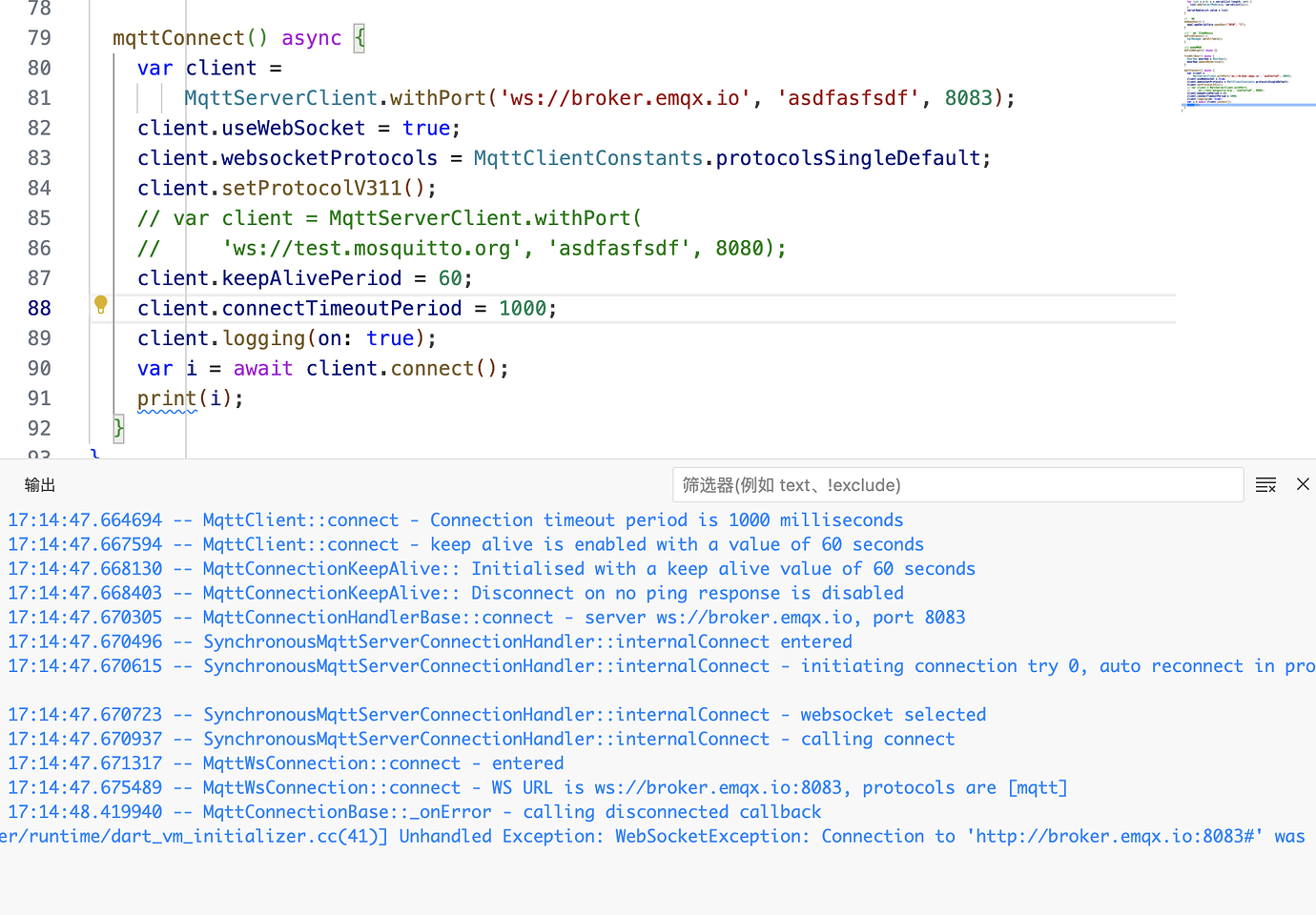 flutter mqtt_client 使用ws连接不了 - EMQX - EMQ 问答社区
